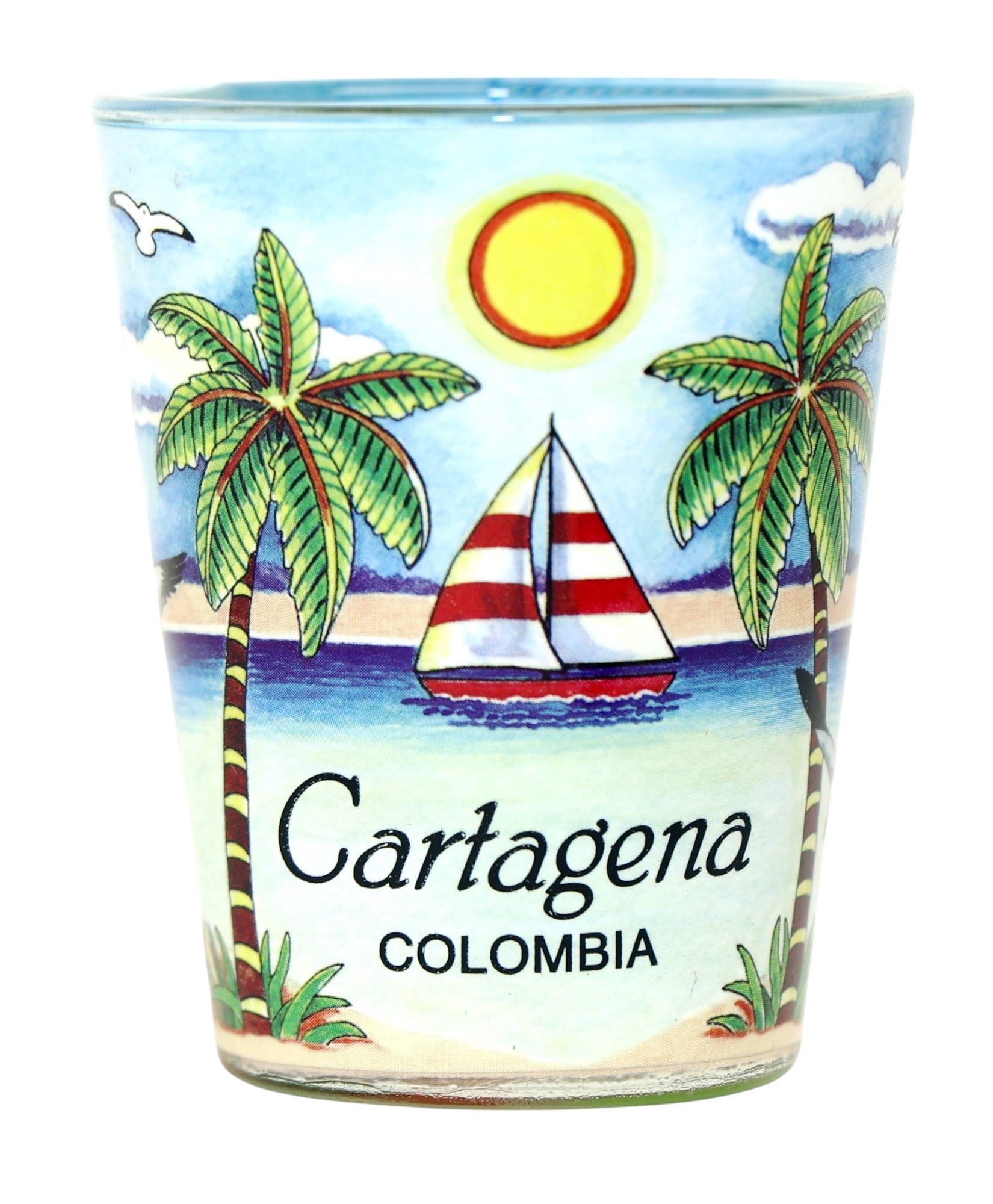 Cartagena Colombia Blue Palms In and Out Shot Glass - Walmart.com