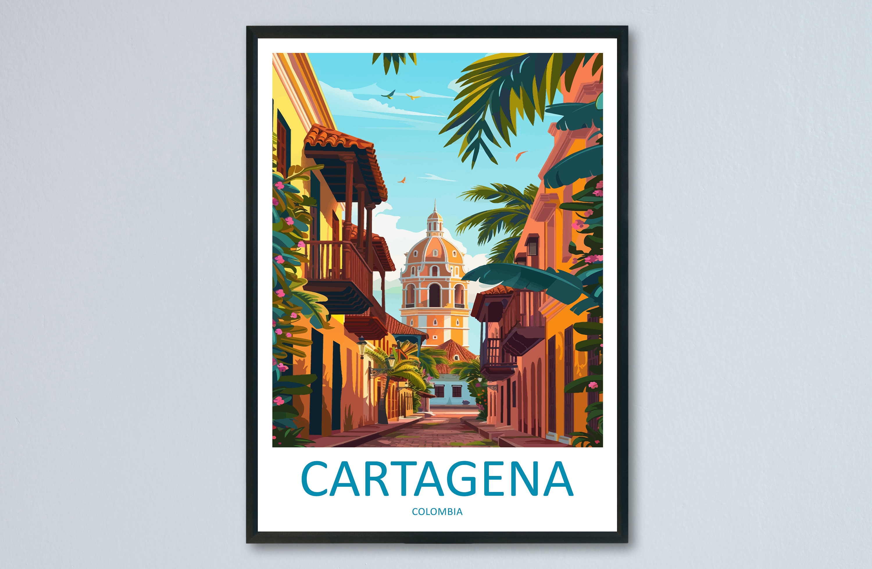 Cartagena Digital Travel Print – Vibrant Colombian Art for Your Walls ...