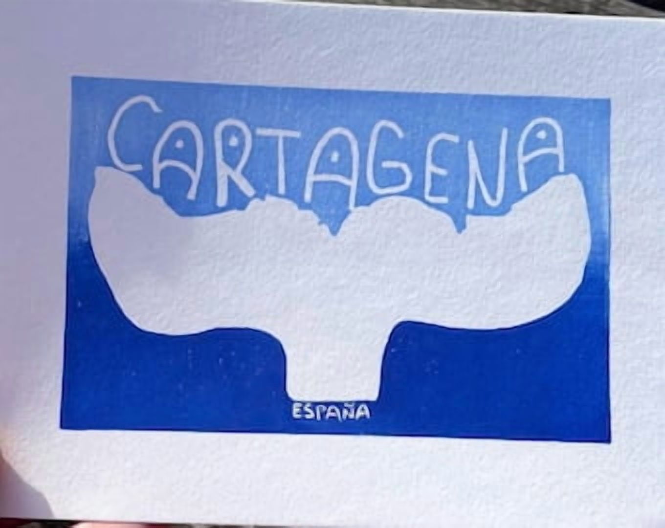Cartagena Spain Linocut Print, Whale Tail Coastal Wall Art, Handmade ...