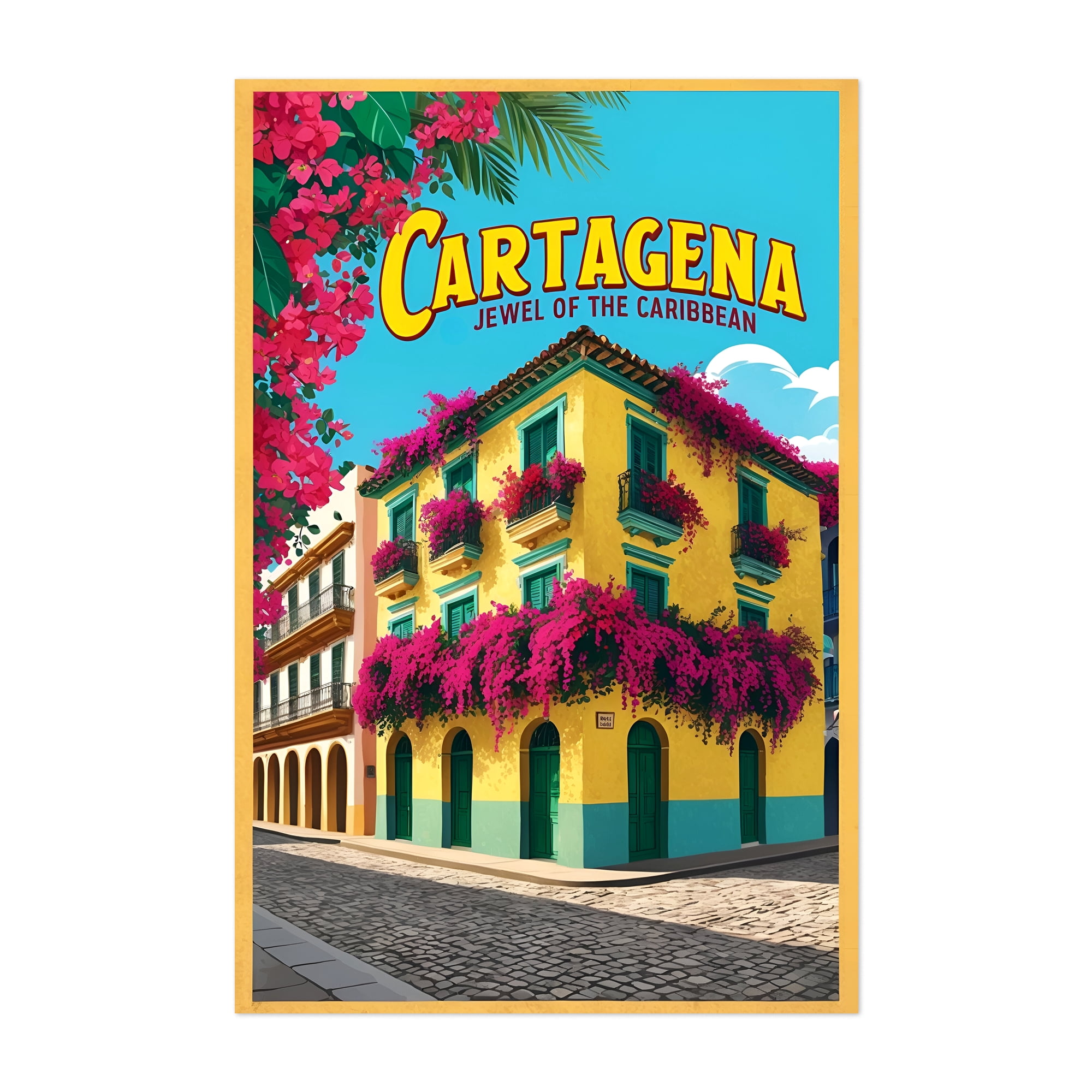 Cartagena Vintage Travel Poster – Jewel of the Caribbean - Cartagena ...