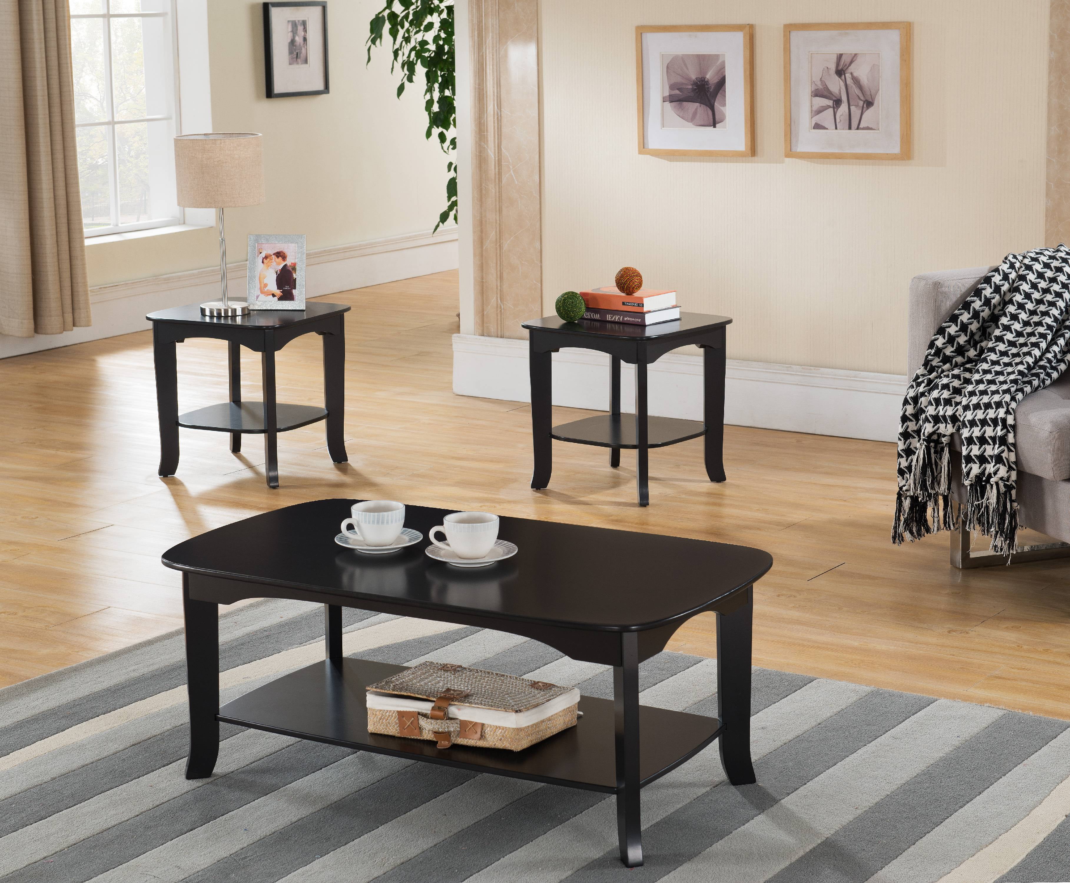 Carter 3Pc Contemporary Coffee Table Set in Espresso Wood with Storage ...