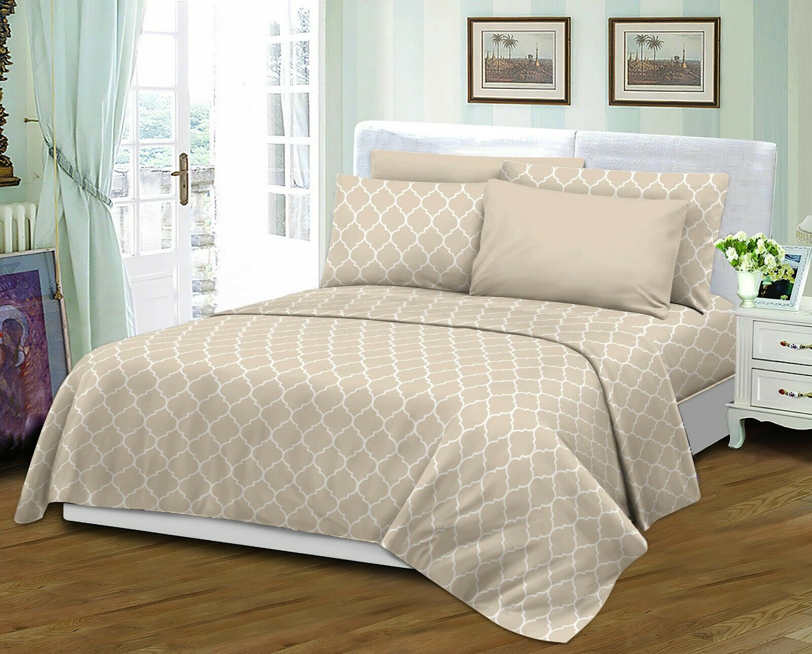 Carter 6 PC Sheet Set Quatrefoil Geometric Bedding, Ultra Soft Double ...