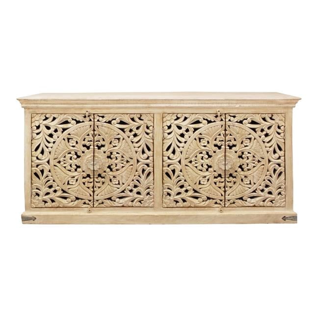 Carter Flores 4-Door Sideboard in Distressed White Finish on Mango ...