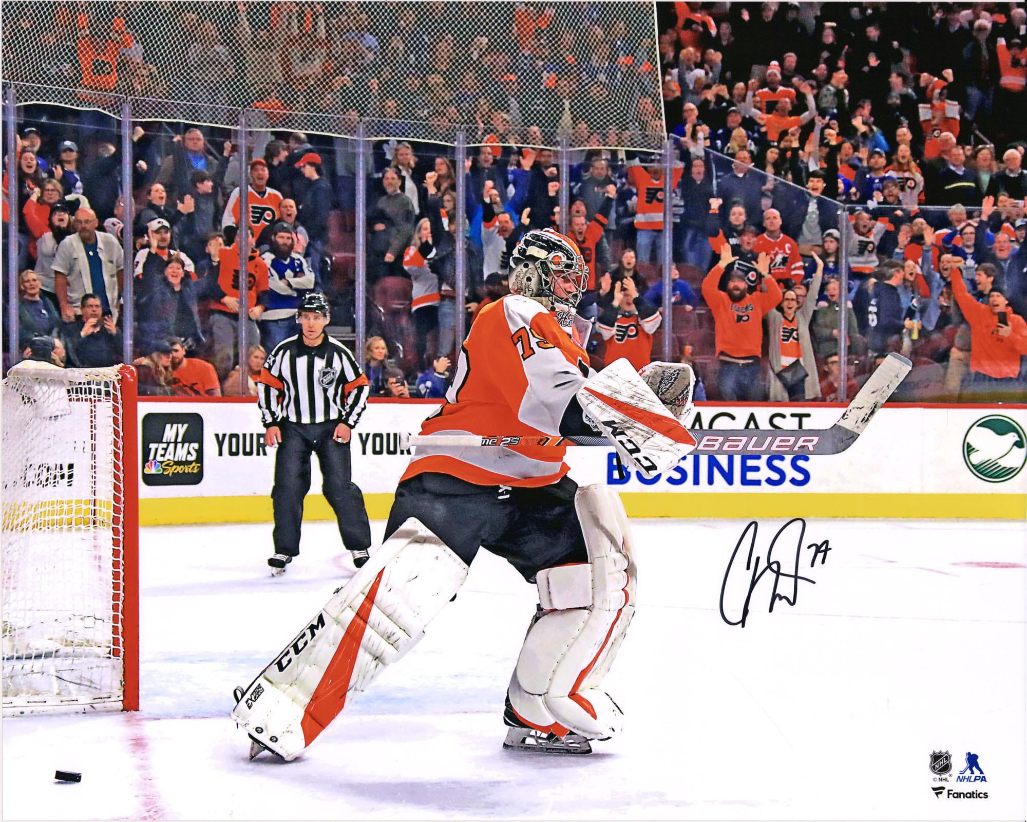 Carter Hart Philadelphia Flyers Autographed 16" x 20" Orange Jersey ...