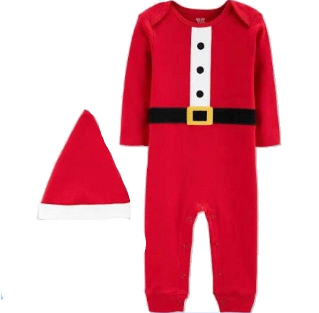 Carter's Baby 2-Piece Santa Red Suit PJs Pajama Hat One Piece Set Size ...