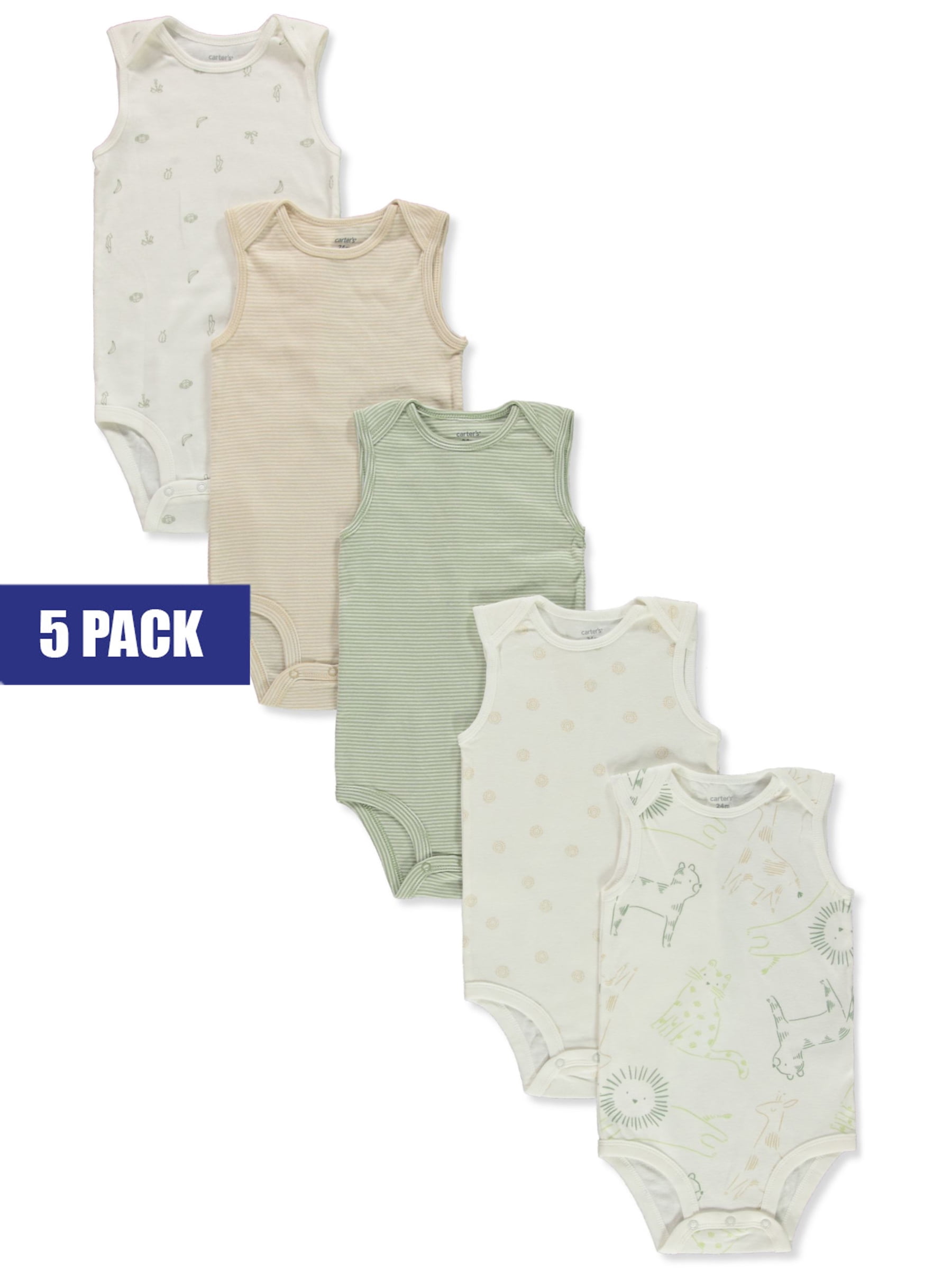 Baby Carter's 5-Pack Animal Tank Top Bodysuits Color: Assorted Size: 9 ...