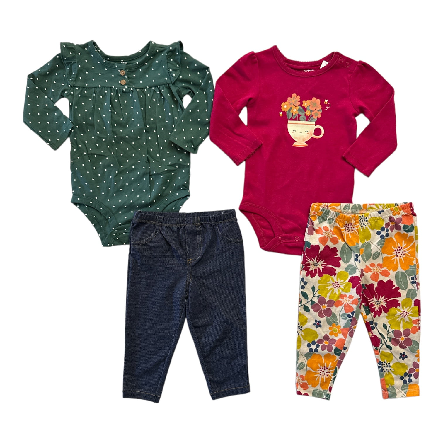Carter's Baby & Toddler Girl's 4-Piece Long Sleeve Bodysuit & Legging ...