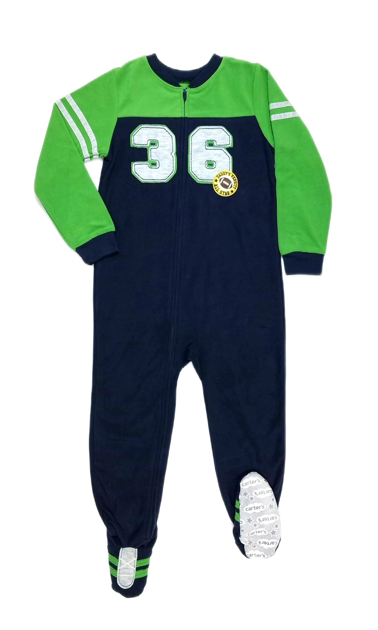 Carter's Boy's Green Football Daddy's All-Star Footed Pajama Sleeper ...