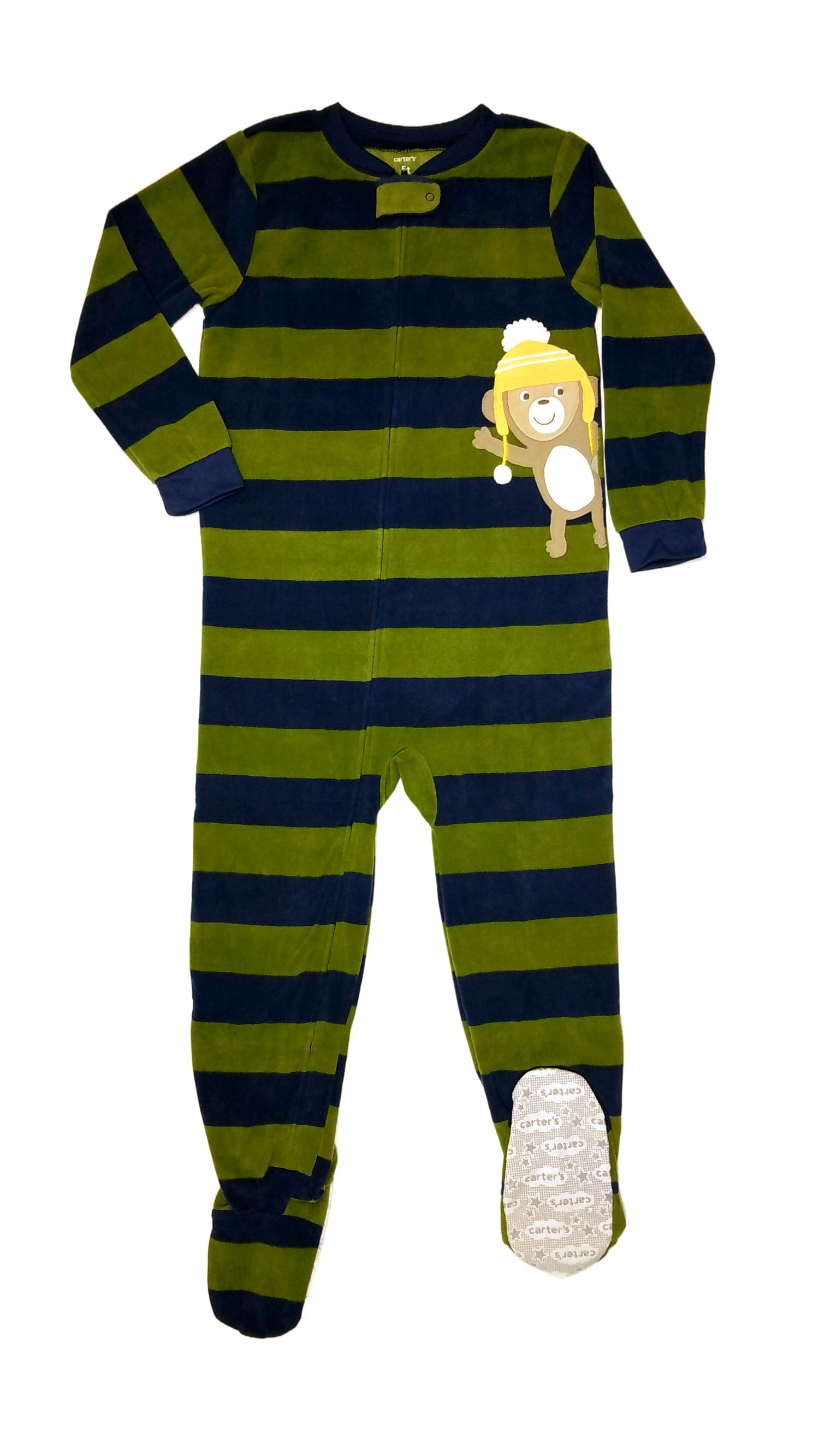 Carter's Boy's Striped Monkey Fleece Footed Pajama Sleeper, Size 5T ...