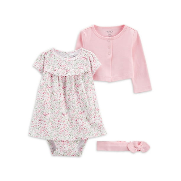Carter's Child Of Mine Baby Girl Take Me Home Floral Dress, 3-Piece, Sizes Preemie-9M - Walmart.com