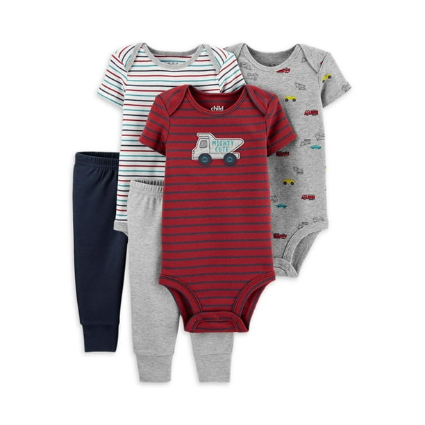 Carter's Child of Mine Baby Boy Bodysuits & Pants Outfit Set, 5-Piece, Preemie-18 Months ...