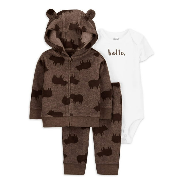 Carter's Child of Mine Baby Boy Hooded Fleece Cardigan and Fleece Pant ...