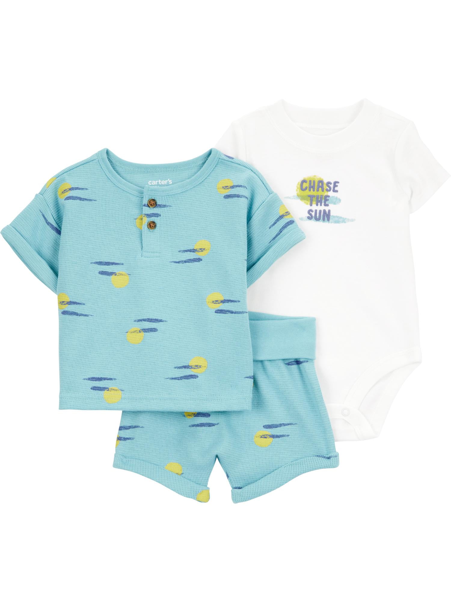 Carter's Child of Mine Baby Boy Outfit Set 3-Piece Sizes 0/3-24 Months Bodysuit Top Shorts ...