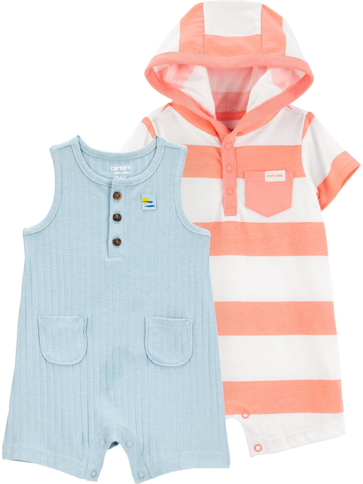 Carter's Child of Mine Baby Boy Romper, 2-Pack, Sizes 0/3-24 Months ...