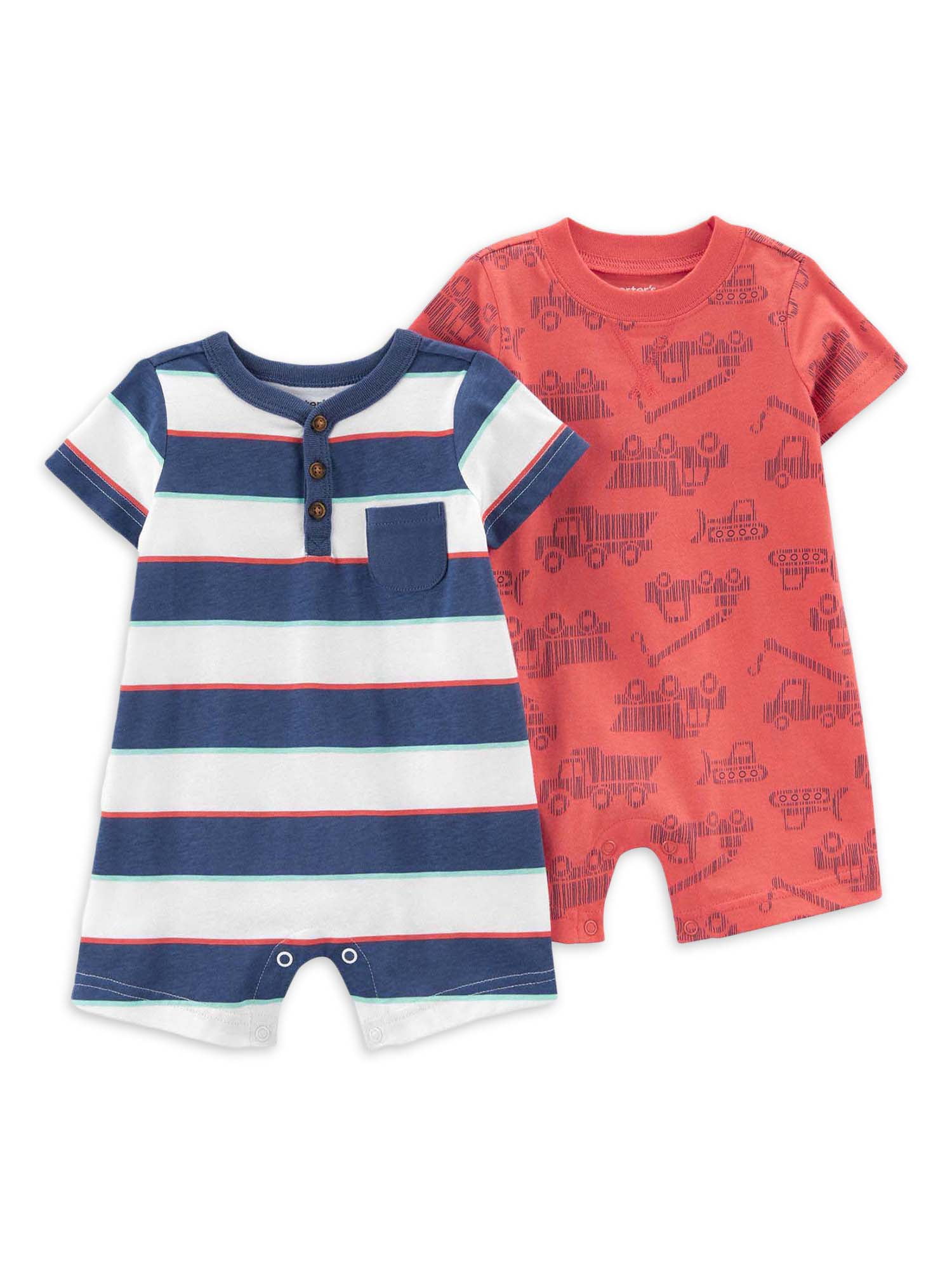 Carter's Child of Mine Baby Boy Romper Bodysuit, 2-Pack, Sizes 0-24 ...