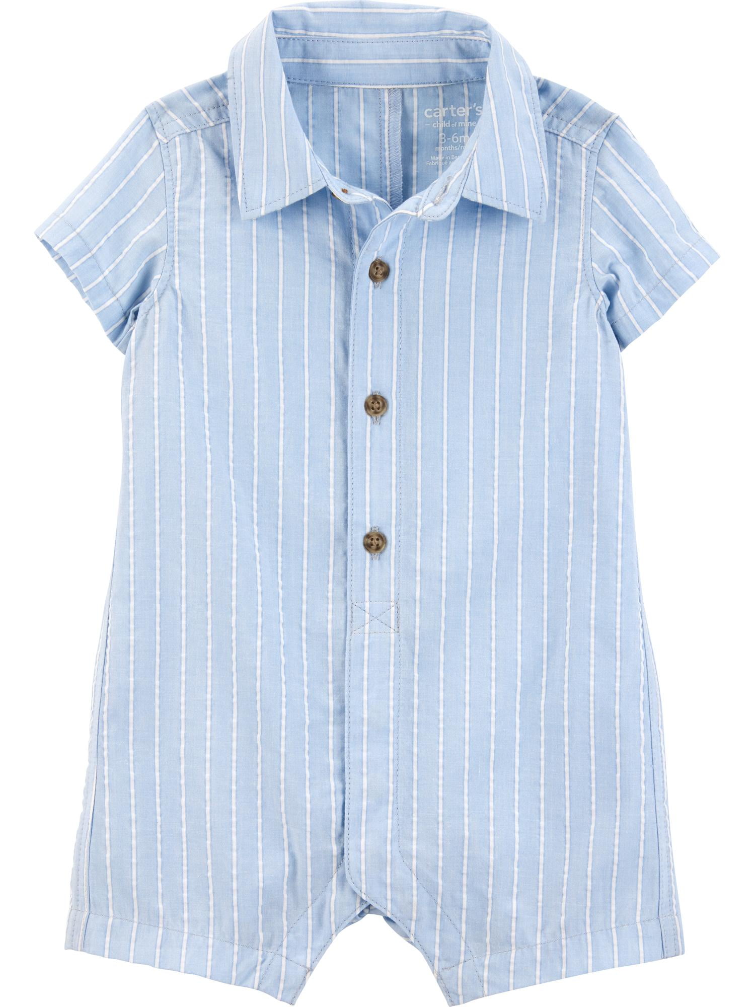 Carters Baby Boy Romper - Blue Seersucker - Walmart.com