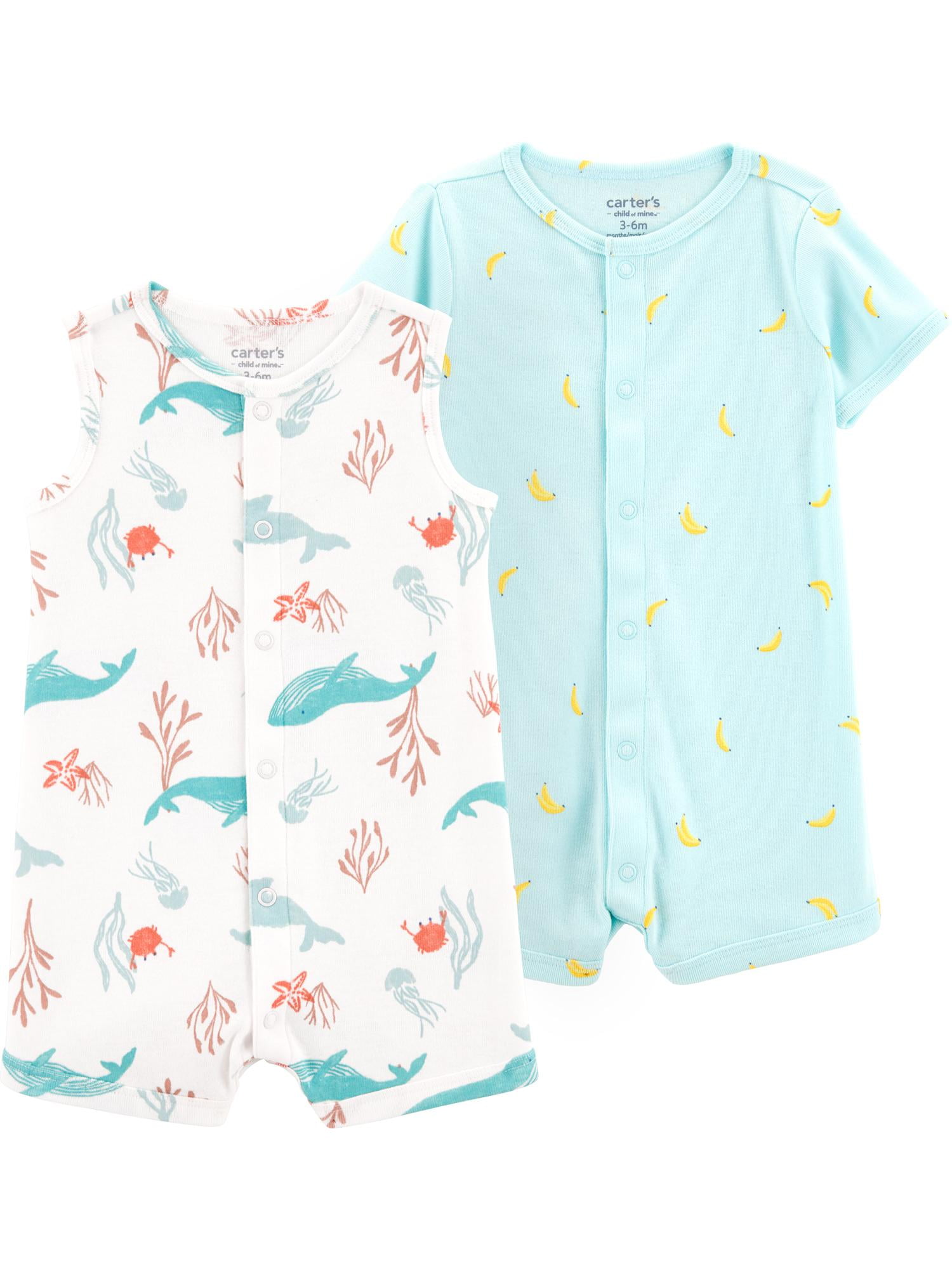 Carter's Child of Mine Baby Boy Rompers, 2-Pack, Sizes 0/3-24 Months ...