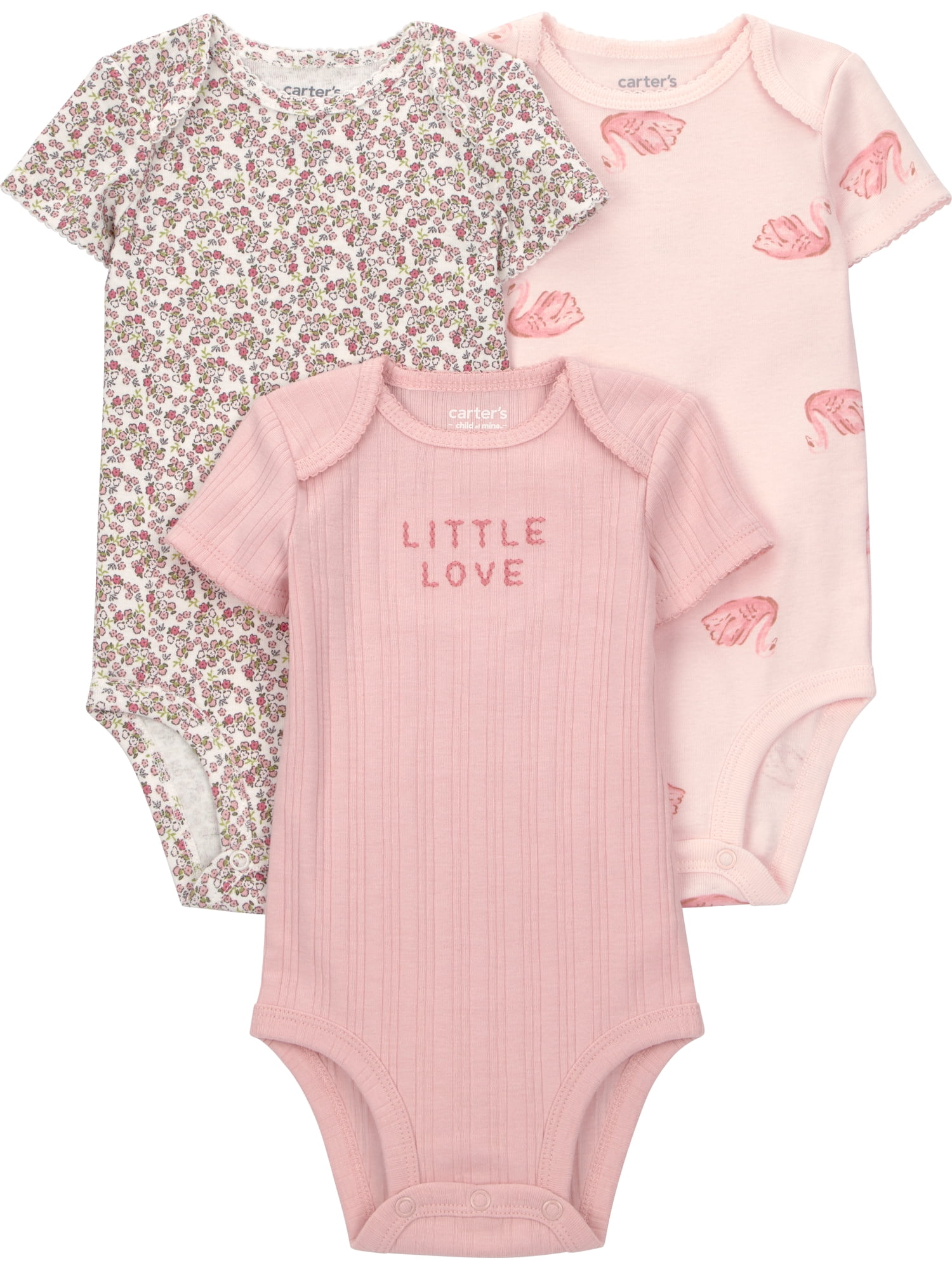 Carter's Child of Mine Baby Girl Bodysuit, 3-Pack, Sizes Preemie-18 ...