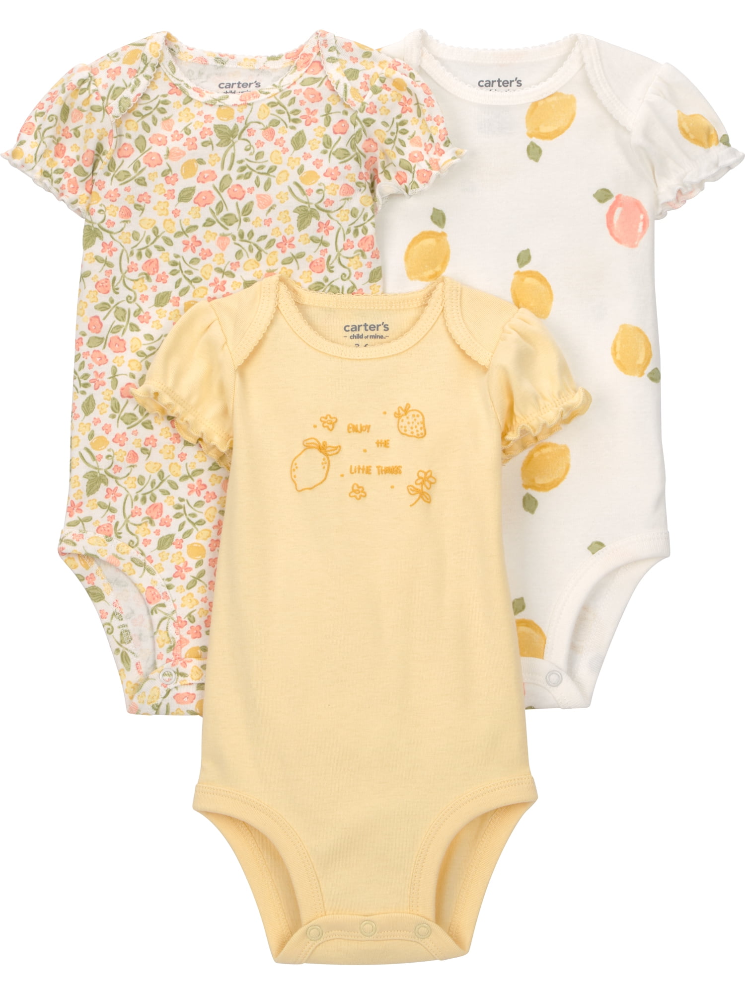 Carter's Child of Mine Baby Girl Bodysuit, 3-Pack, Sizes Preemie-18 ...