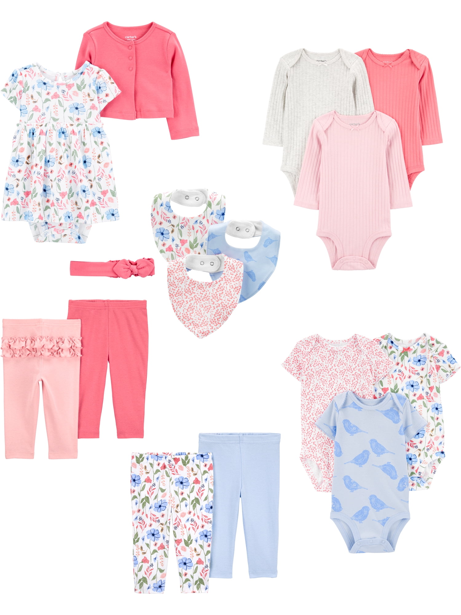 Free Shipping! Carter's Child of Mine Baby Girl Bodysuit, Bib, Pant Set ...