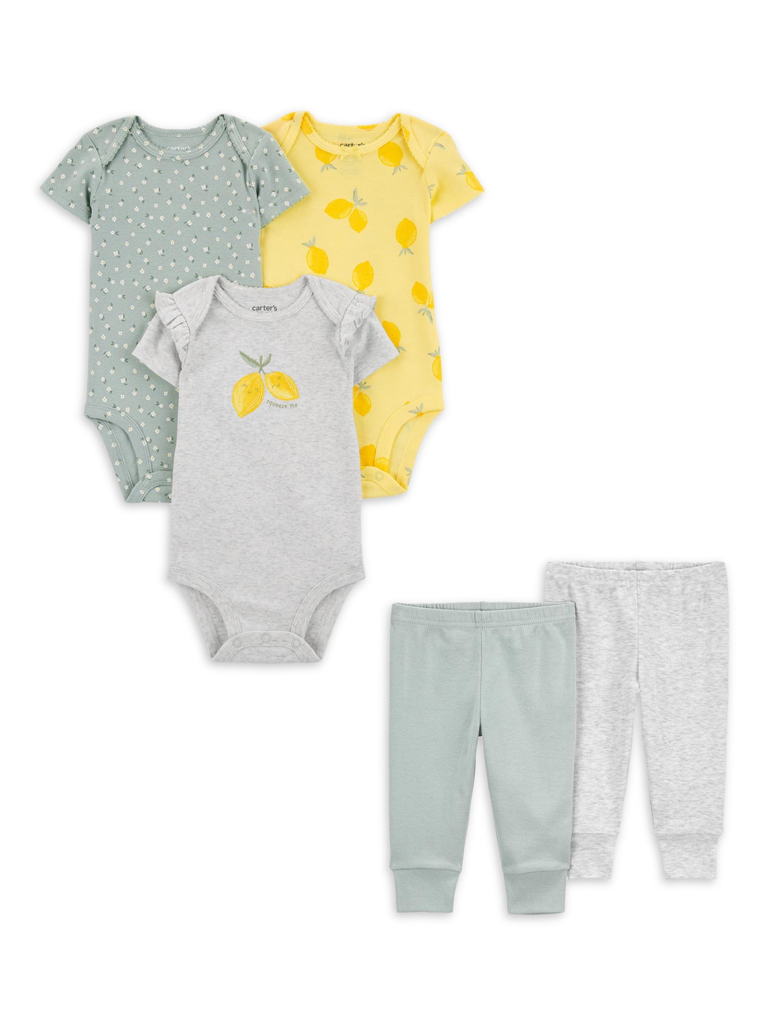 Carter's Child of Mine Baby Girl Bodysuit and Pant Set, 5-Piece, Sizes ...