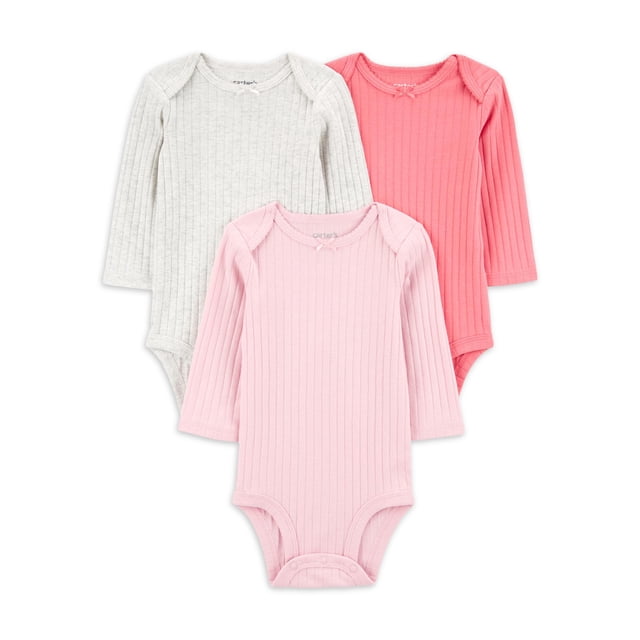 Carter's Child of Mine Baby Girl Bodysuits, 3-Pack, Sizes Preemie-18 ...