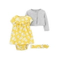 Carter's Child of Mine Baby Girl Cardigan and Dress Set, 3-Piece, Sizes Preemie-24 Months ...