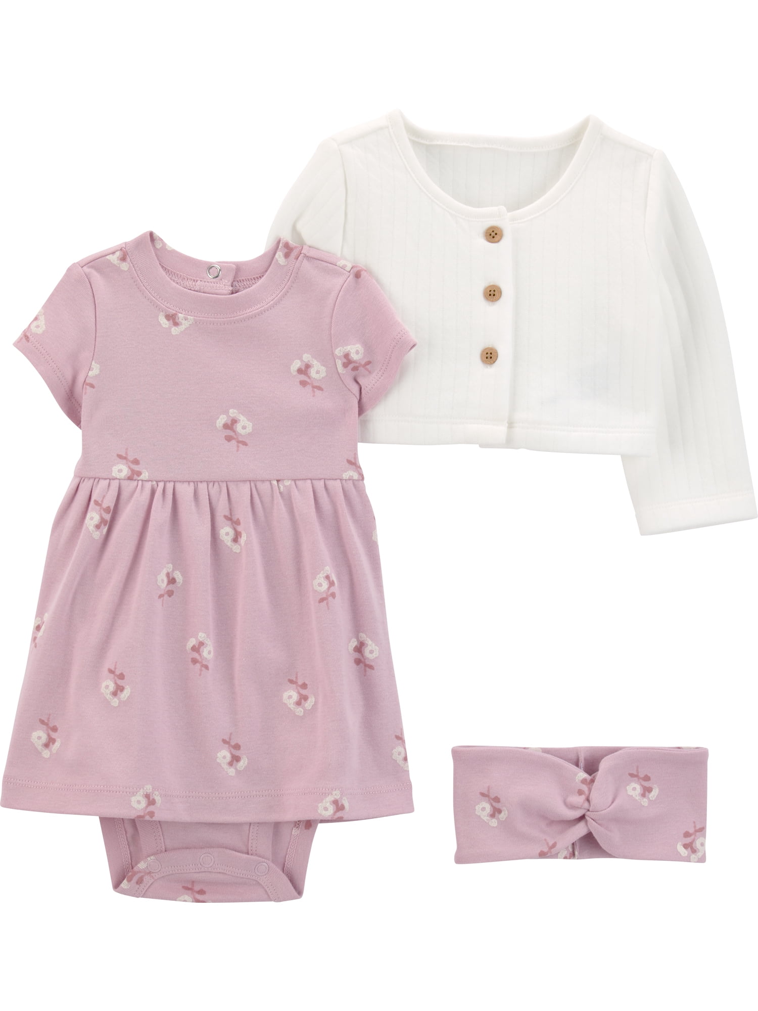 Carter's Child of Mine Baby Girl Dress Set, 3-Piece, Sizes Preemie-24 ...