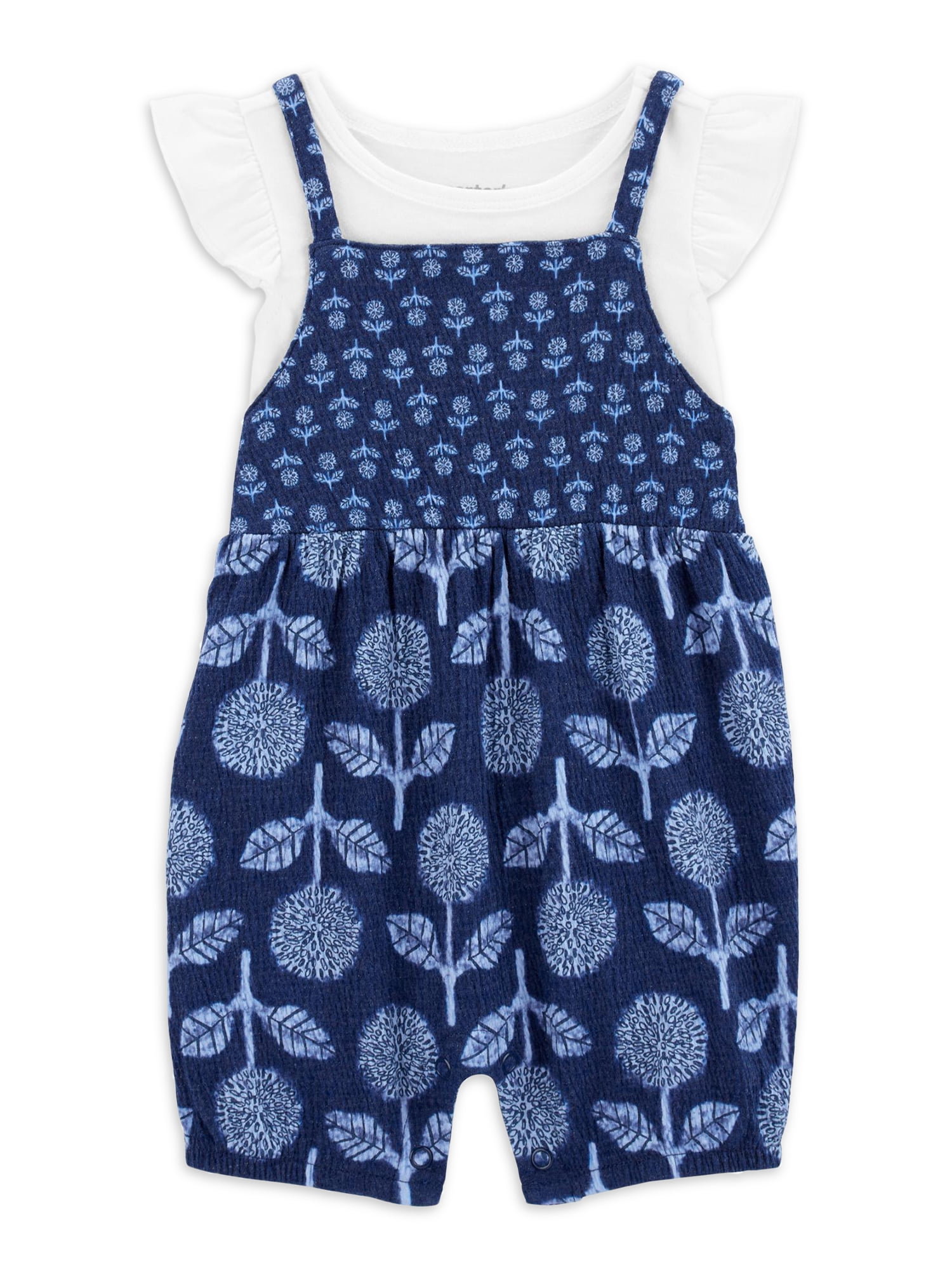 Carter's Child of Mine Baby Girl Overalls Set, Blue and White 2-Piece ...