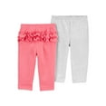 Carter's Child of Mine Baby Girl Pull-On Pants 2-Pack, Preemie-24M ...