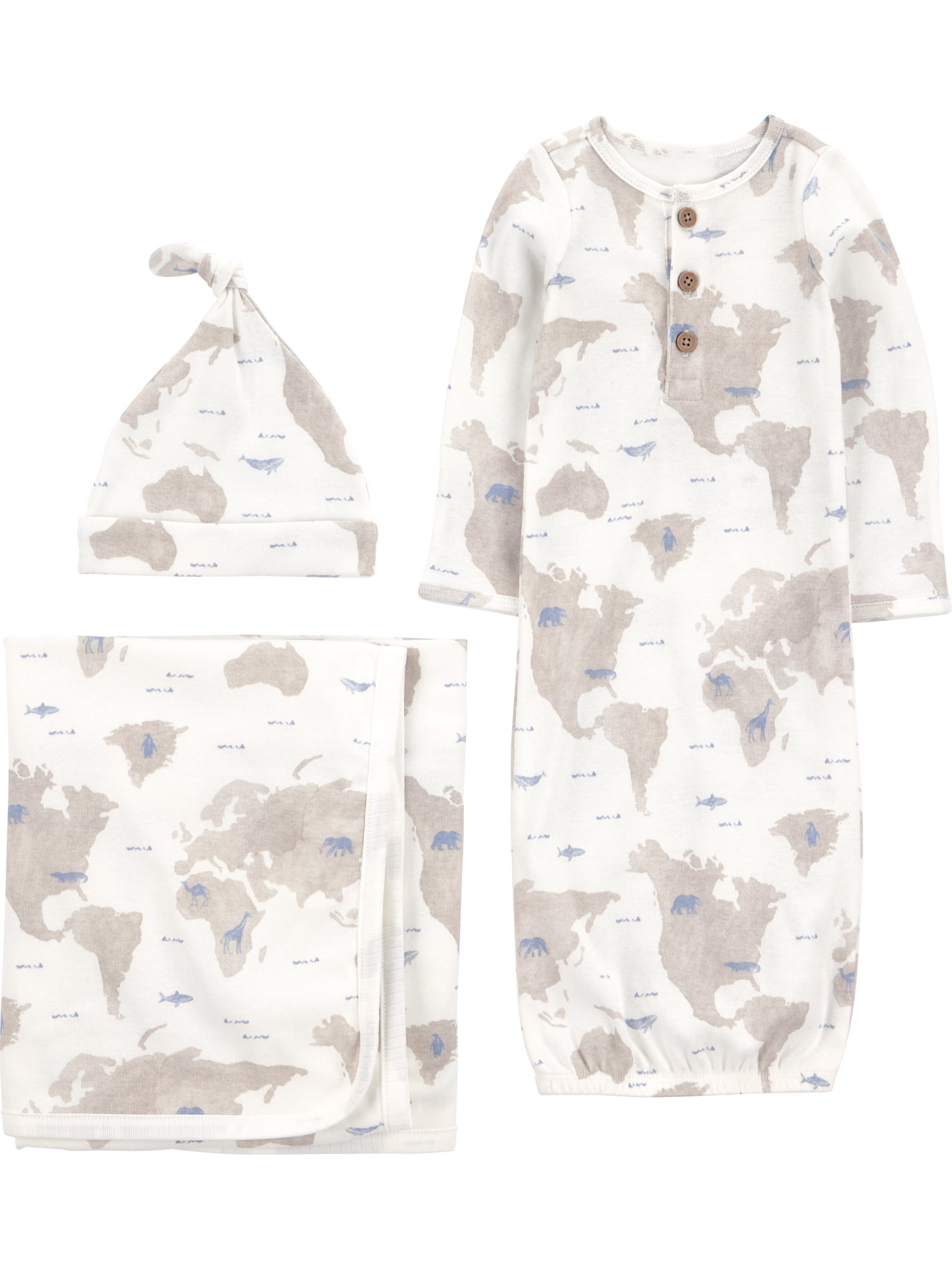 Carter's Child of Mine Baby Layette Gown Set, 3-Piece, Sizes Newborn-0/ ...