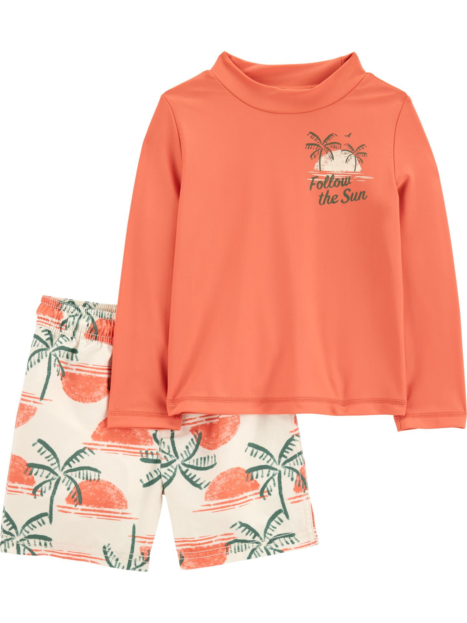Carters Toddler Boy Rash Guard Set - UPF 50 Swimwear - Walmart.com