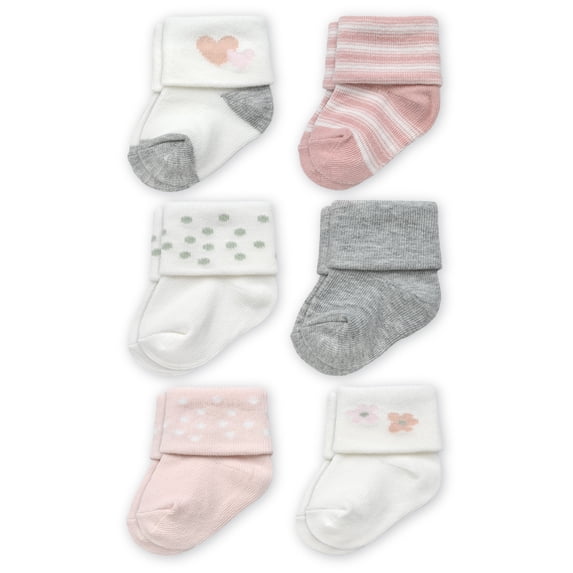 Carter's Child of Mine Infant Girl Folded Cuff Socks, 6 Packs, Sizes 0 ...