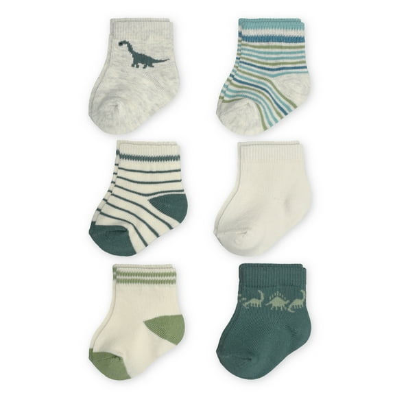 Carter's Child of Mine Infant Boy Dino Crew Socks, 6 Packs, Sizes 0-6 ...