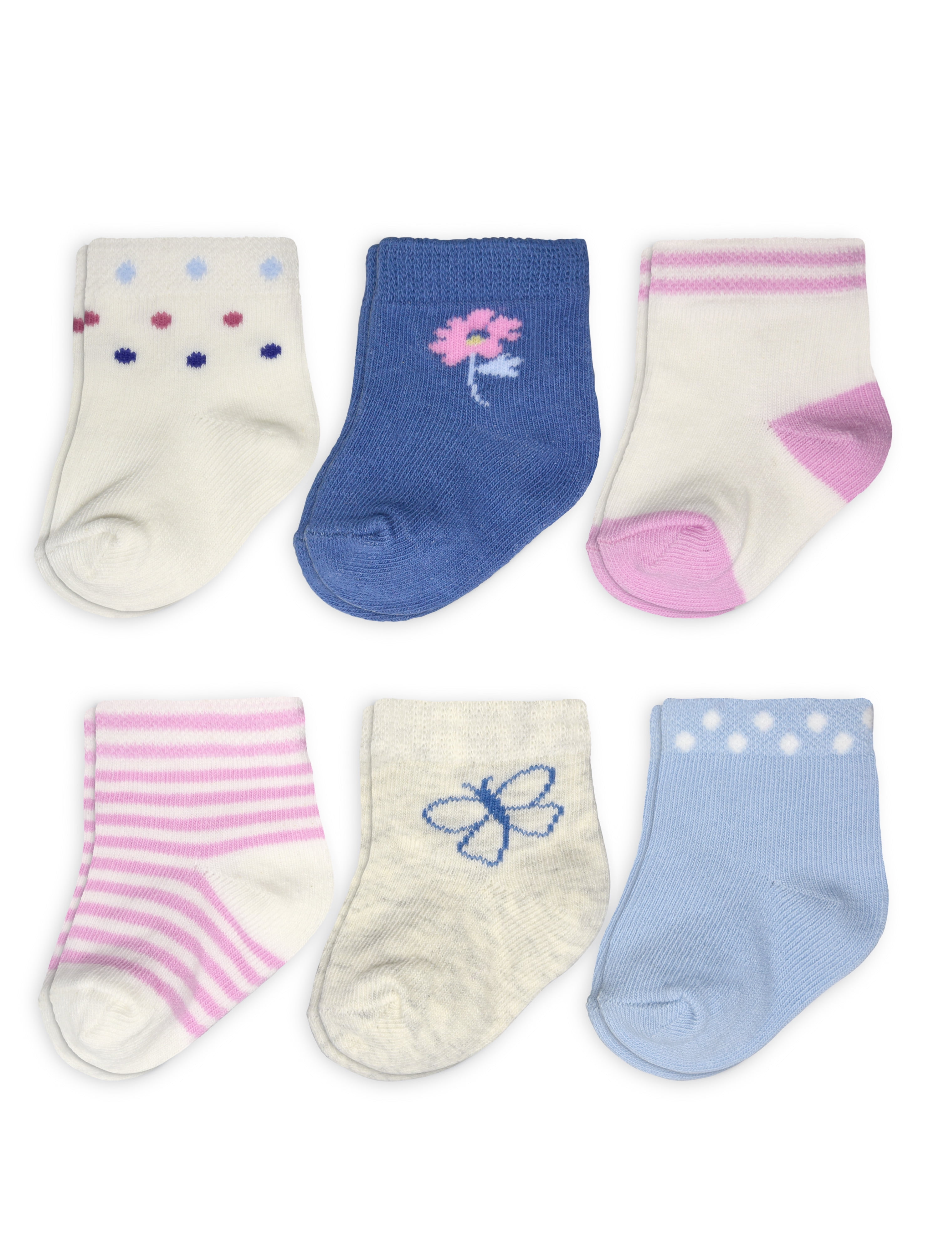 Carters Newborn Girl Floral Socks 6 Pack - Cotton Polyester Spandex ...