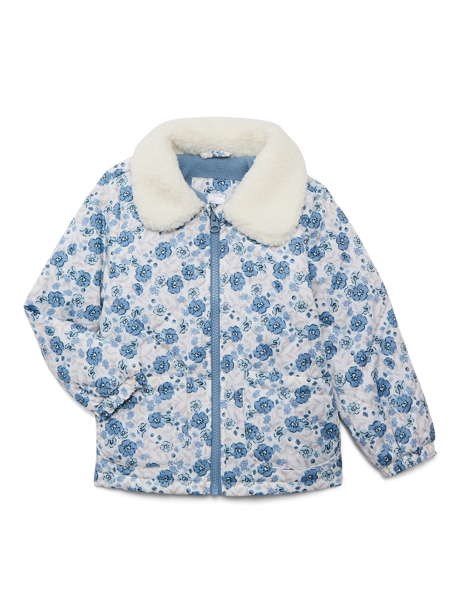 Carter’s Child of Mine Toddler Girl Quilted Jacket with Fleece Collar ...