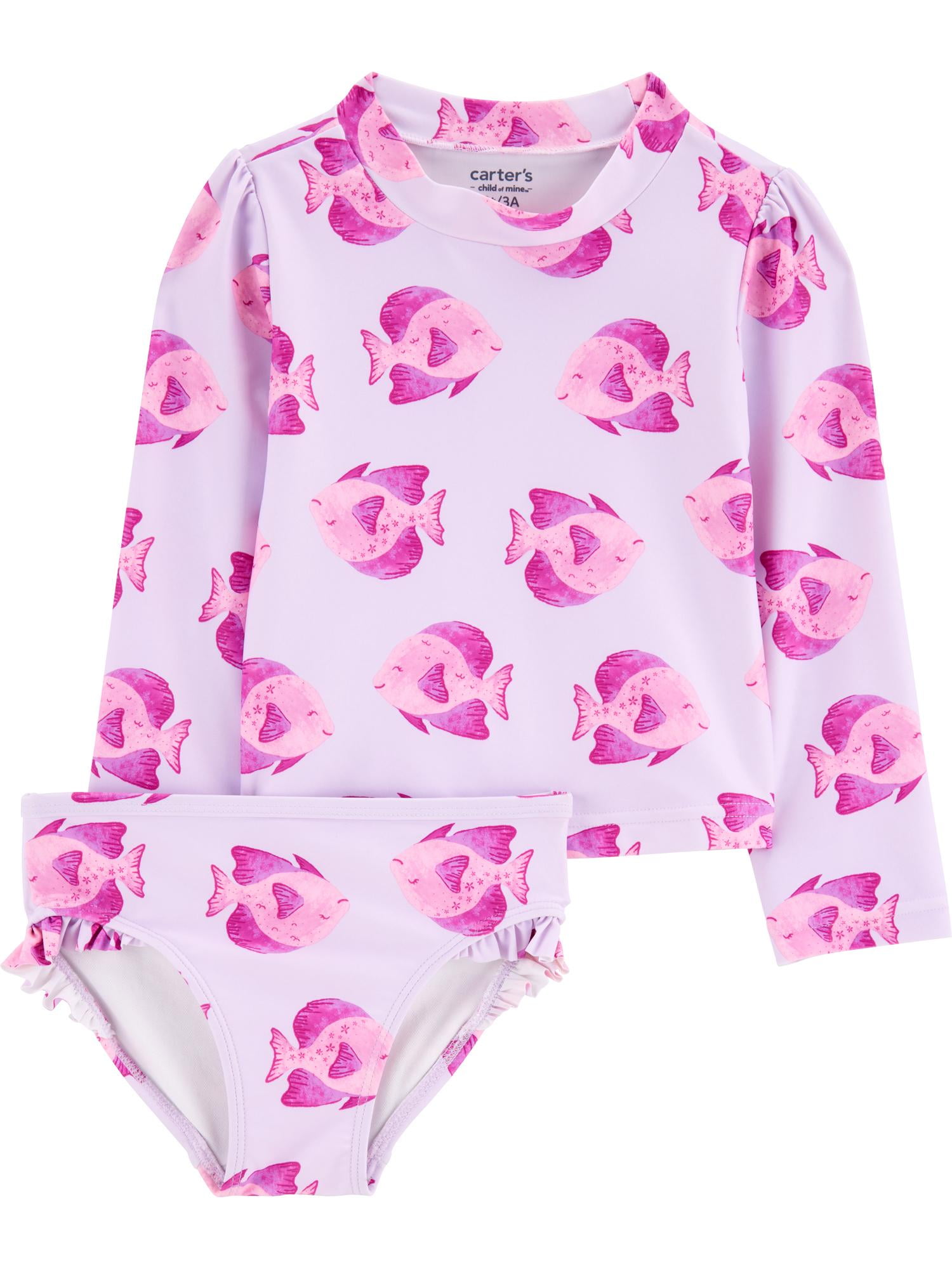 Carters Toddler Girl Rash Guard Set - UPF 50 Swimwear - Walmart.com