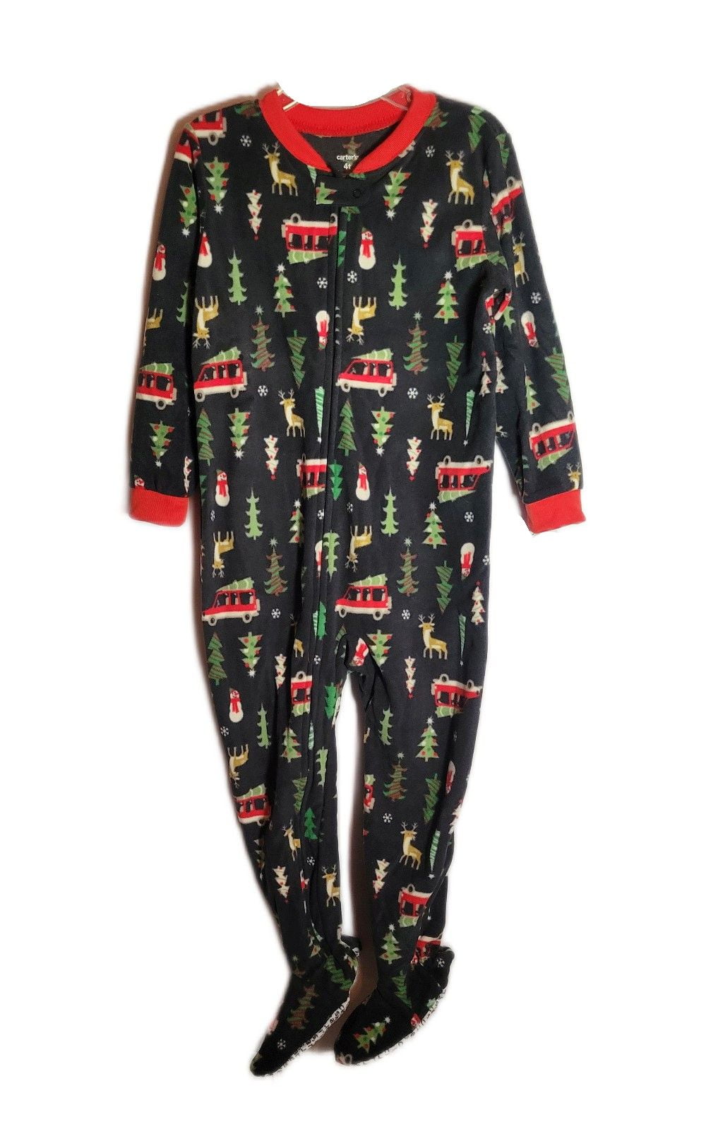 Carter's Christmas Tree, Snowman, Reindeer Fleece Footed Pajama Sleeper ...