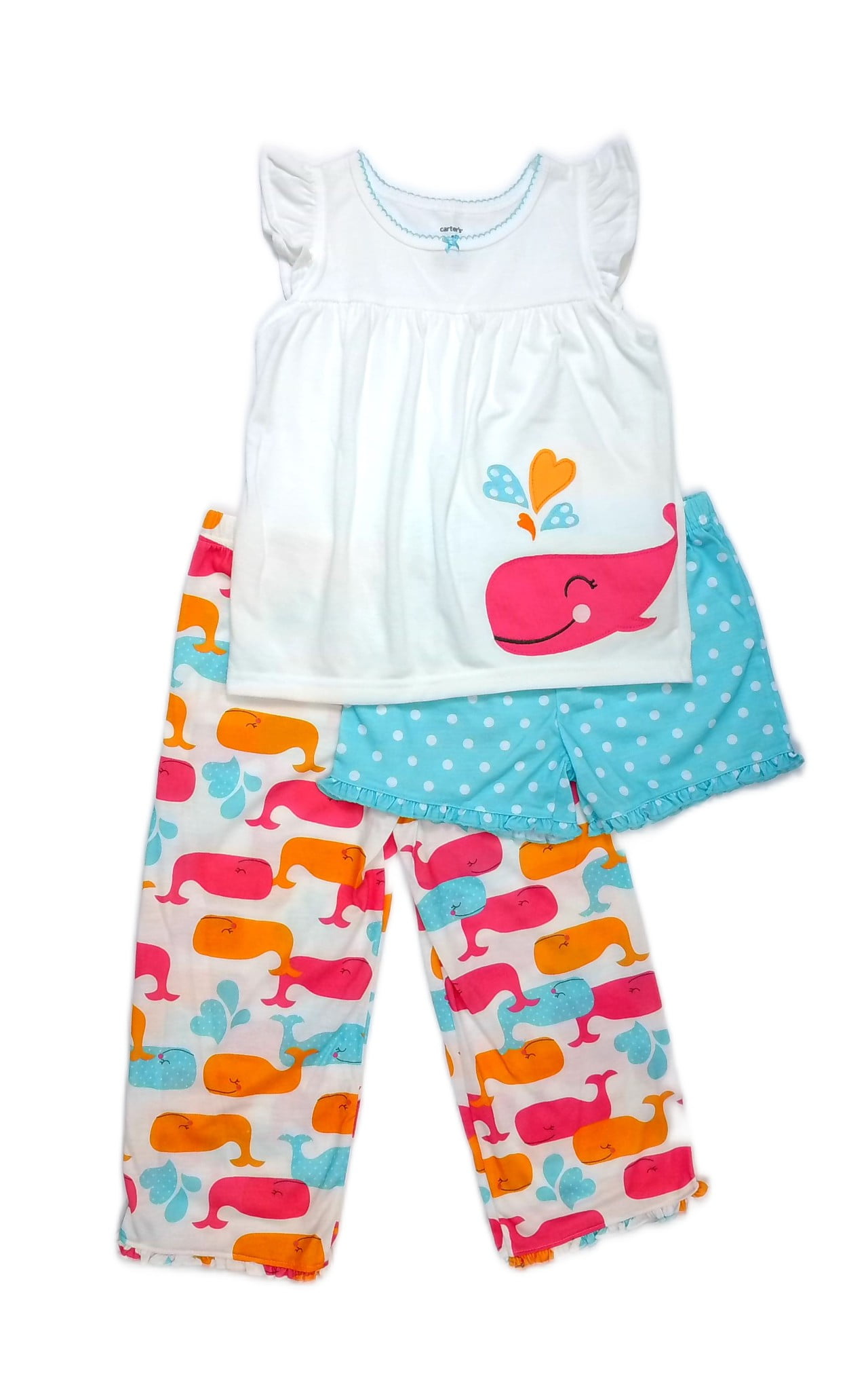 Carter's Girl's 3-Piece Ocean Whale Print and Polka Dot Pajama Set ...
