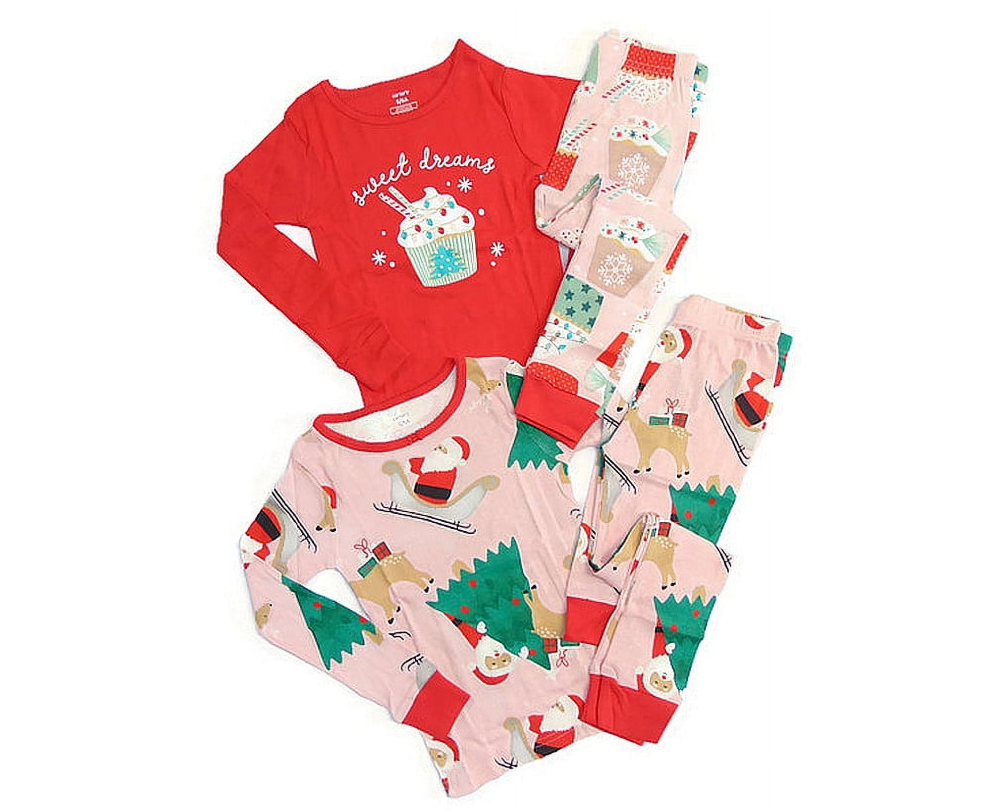 Carter's Girl's 4-PC Christmas Desserts, Santa and Reindeer Pajama Set ...