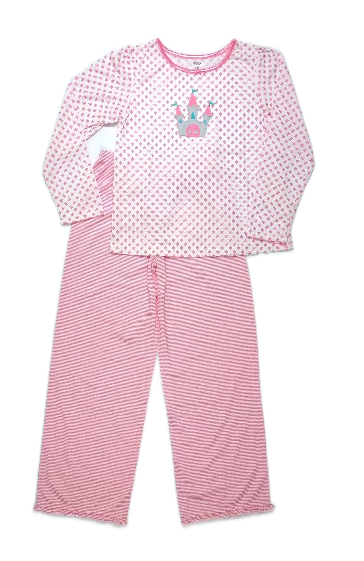 Carter's Girl's Floral Princess Castle Striped Pajama Pants Set, Size ...