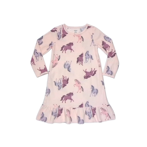 Carter's Girl's Pink Horse Pony Print Soft Fleece Long-Sleeved ...