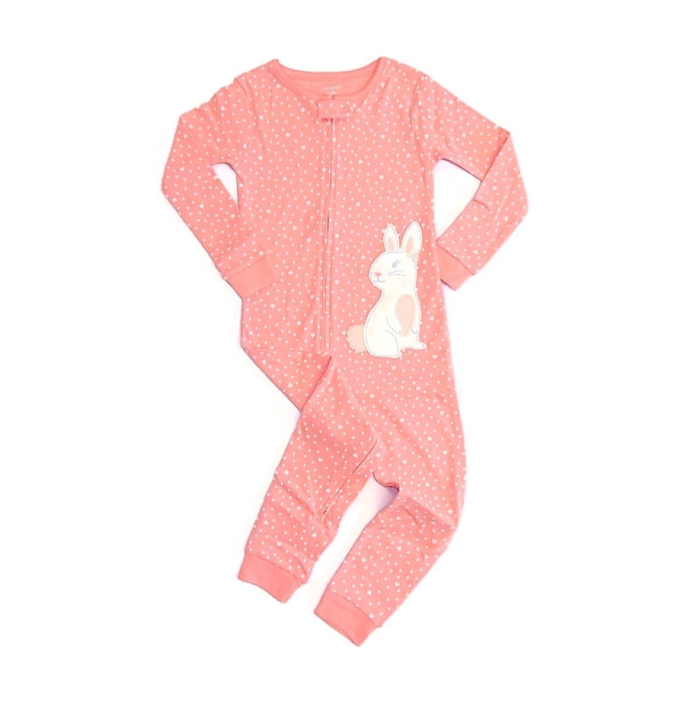 Carter's Girl's Polka Dot Bunny Cotton Footed Pajama, Pink - Walmart.com