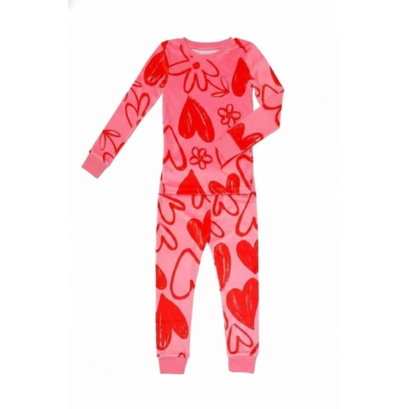 Carter's Girl's Valentine's Day Hearts Soft Velour Pink Long-Sleeved ...