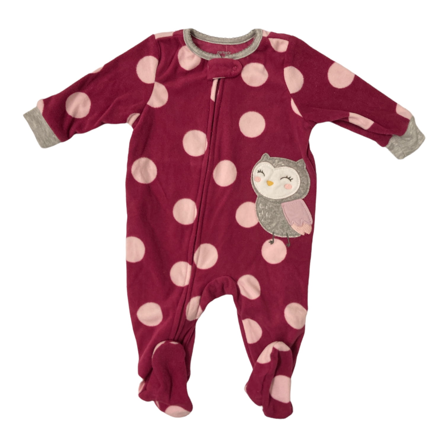 Carter's Warm Soft Fleece Zip Up Owl Footie Pajama 12M, Pink - Walmart.com