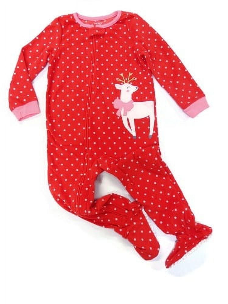 Carter's Girls' 1-Piece Fleece Footed Pajama Sleeper, Pink Reindeer ...