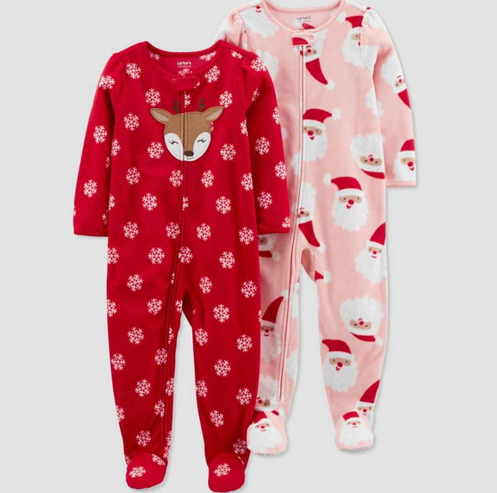 Carter's Just One You Toddler Snowflake Reindeer Santa Fleece Footed ...