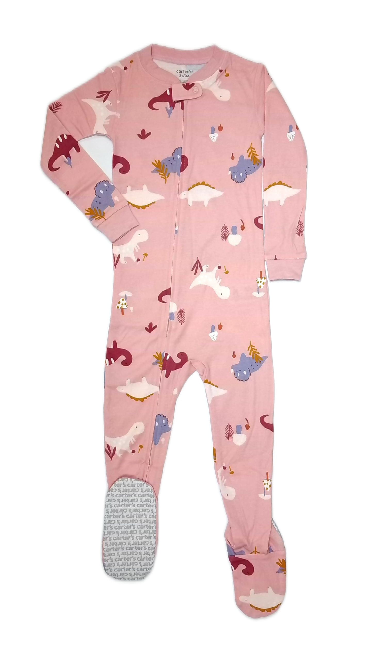 Carter's Toddler Girl's Dinosaur Print Cotton Pink Footed Pajama ...