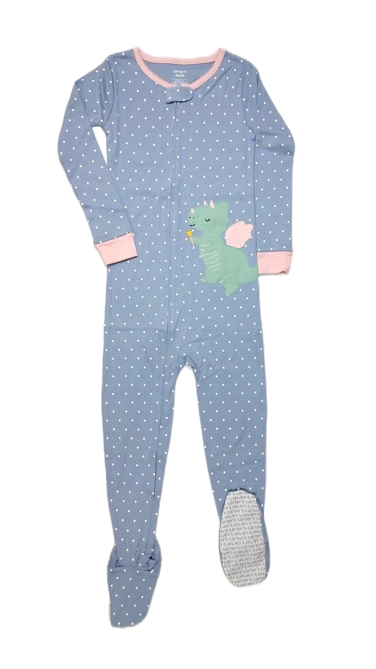 Carter's Toddler Girl's Polka Dot Dinosaur Cotton Footed Pajama Sleeper ...
