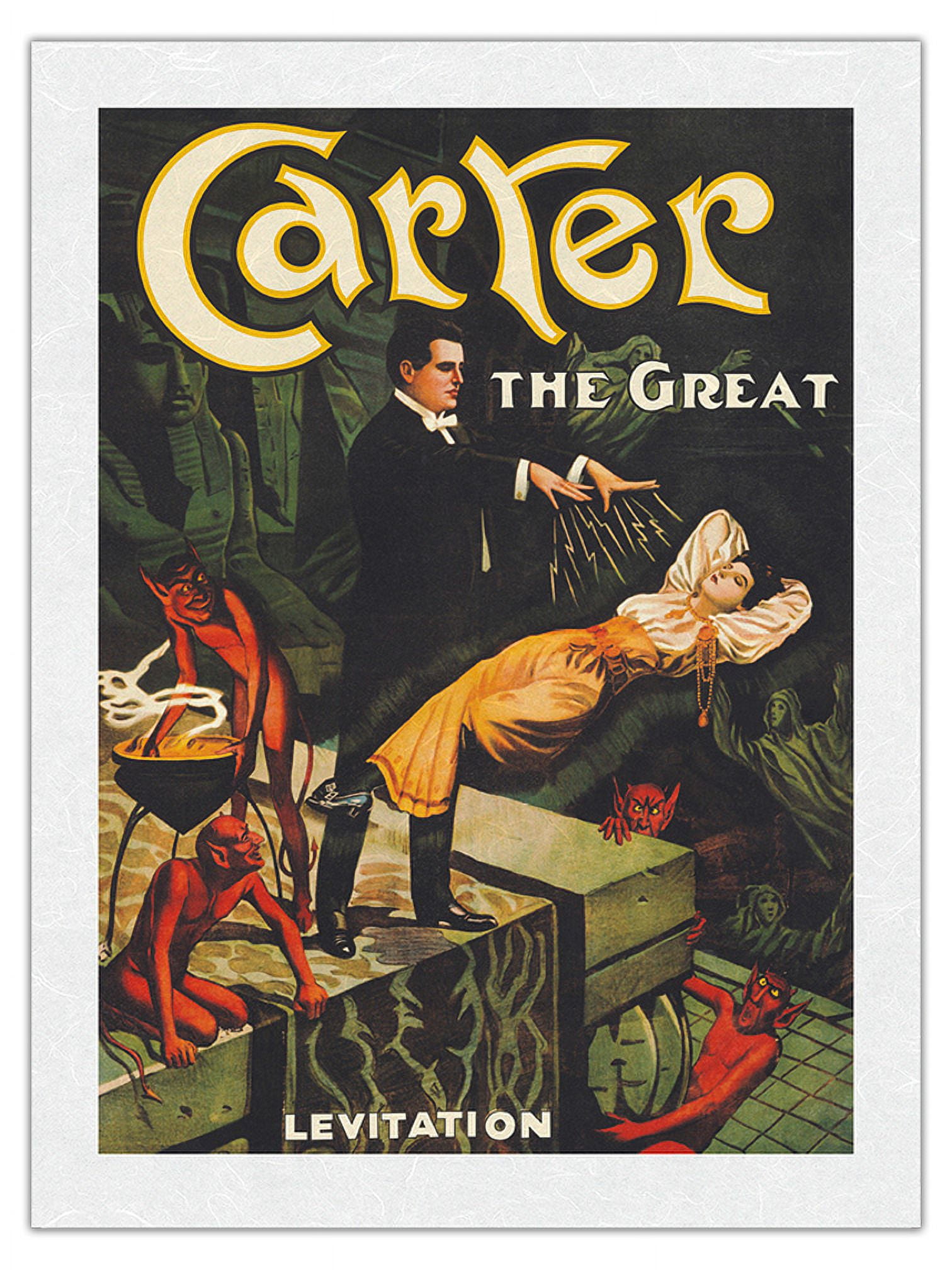 Carter the Great - Charles Joseph Carter - Levitation - Vintage Magic Poster c.1921 - Japanese ...